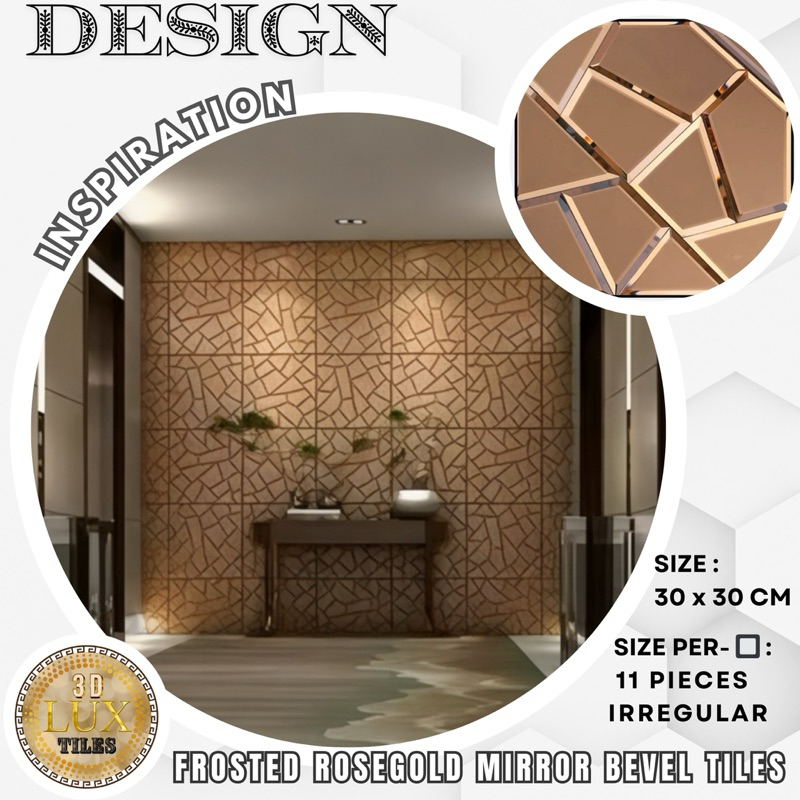 Jual Keramik Dinding Cermin 3D FROSTED Assymetric Copper / Grey Mirror ...