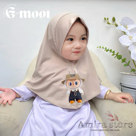 Jual jilbab anak bayi motif LABUBU / hijab bayi instan labubu lucu usia ...