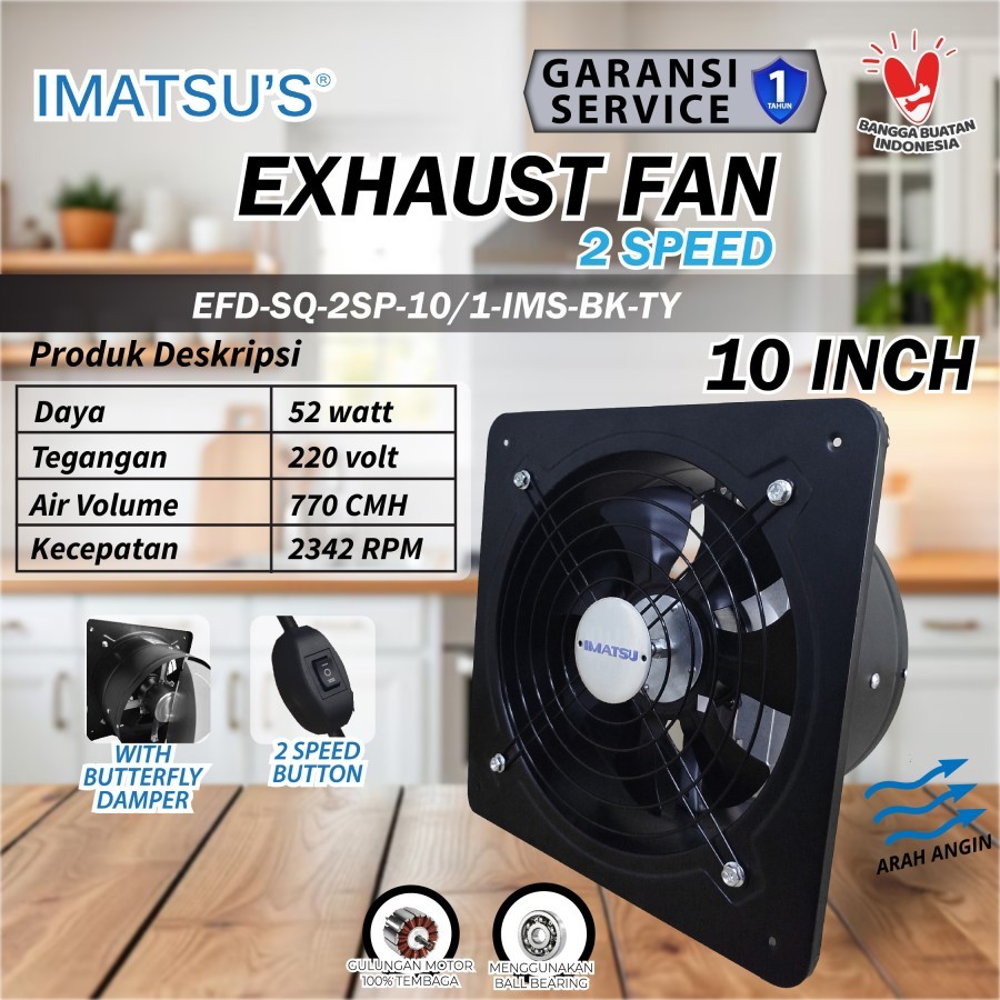 Jual Imatsu's Exhaust Fan EFD-SQ-2SP-10/1-IMS-BK-TY ukuran 10 Inch Wall ...
