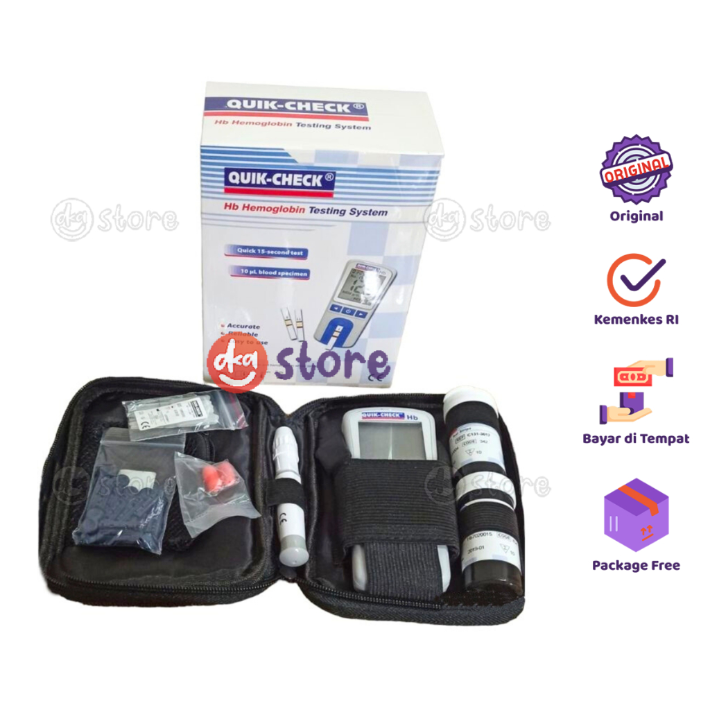 Jual Alat Tes Hemoglobin Digital Quick Check Satu Set / Refill Test ...