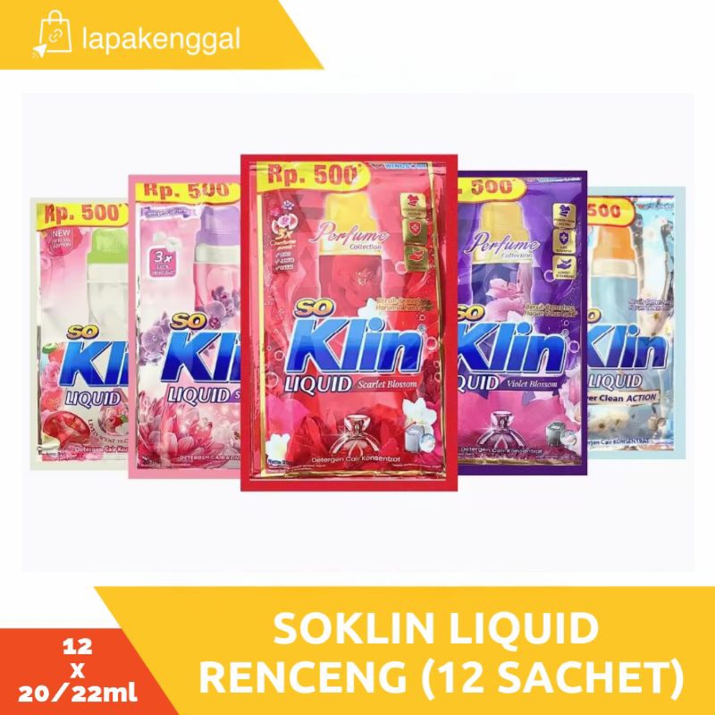 Jual SoKlin | So Klin Liquid 20/22ml Renceng (@12 Sachet) | Shopee ...