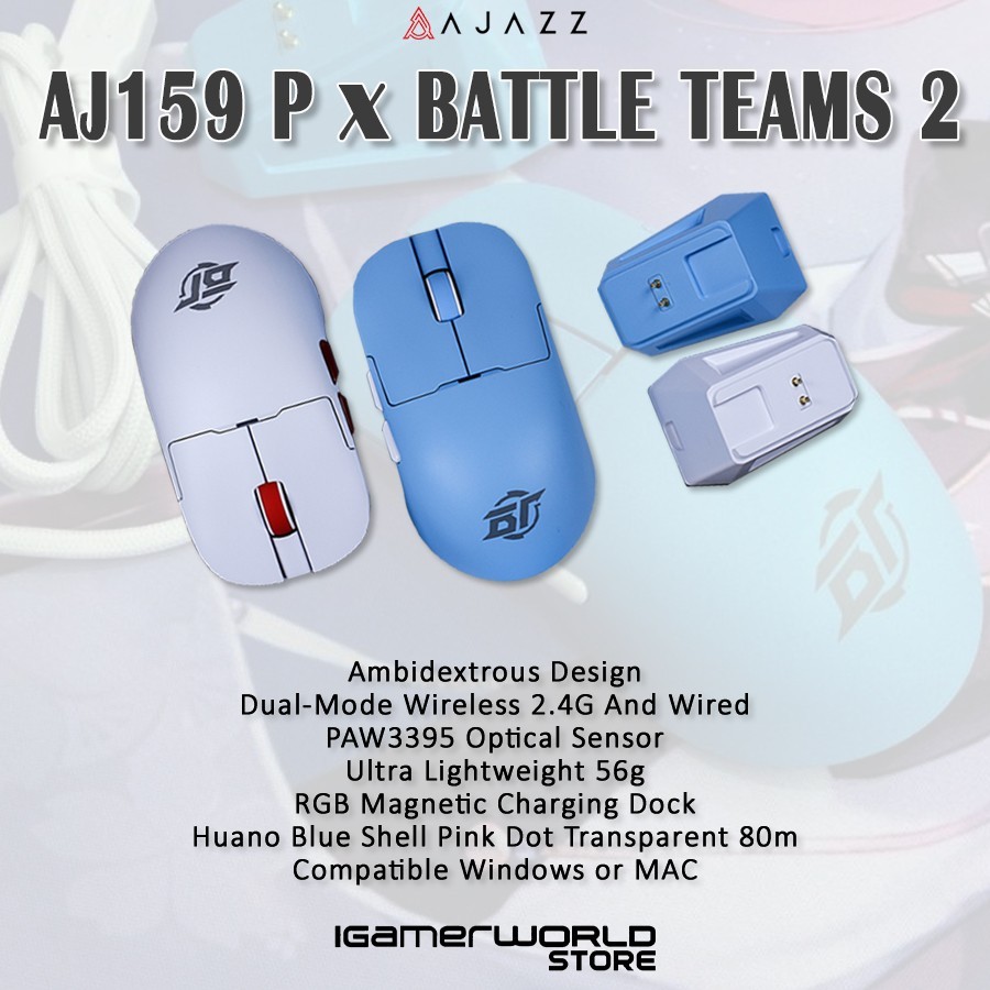 Jual Ajazz AJ159P Battle Team Edition 2 Dual Mode Wireless + Magnetic Charging Base Gaming Mouse ...