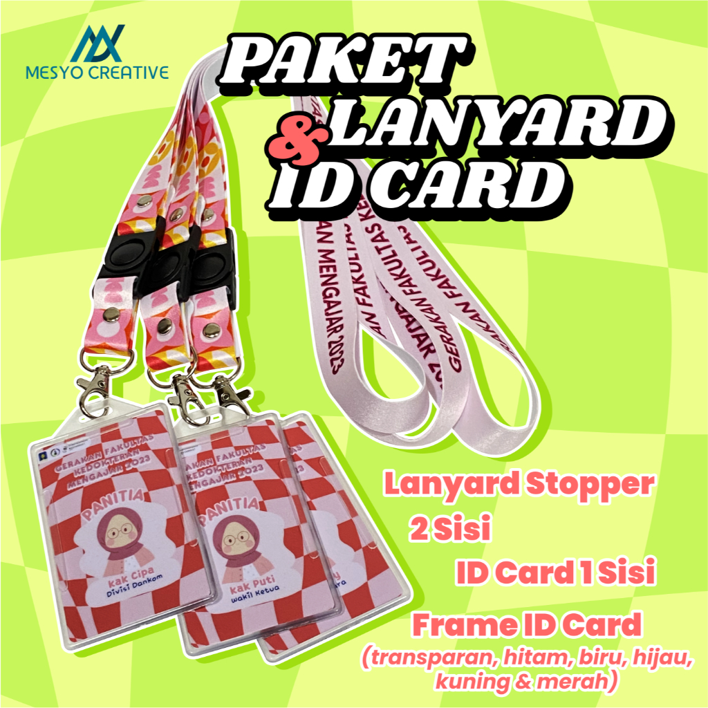 Jual PAKET TALI LANYARD 2 muka + id card 1 muka + frame | Shopee Indonesia