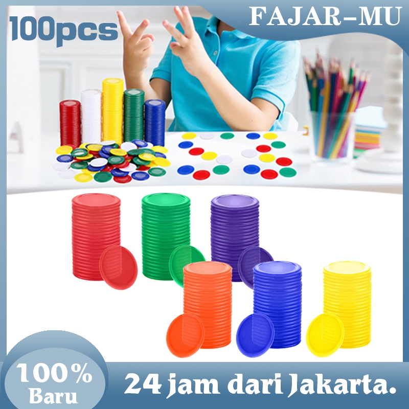 Jual Belajar Berhitung 100pcs Koin Plastik Mainan Matematika Alat Bantu ...