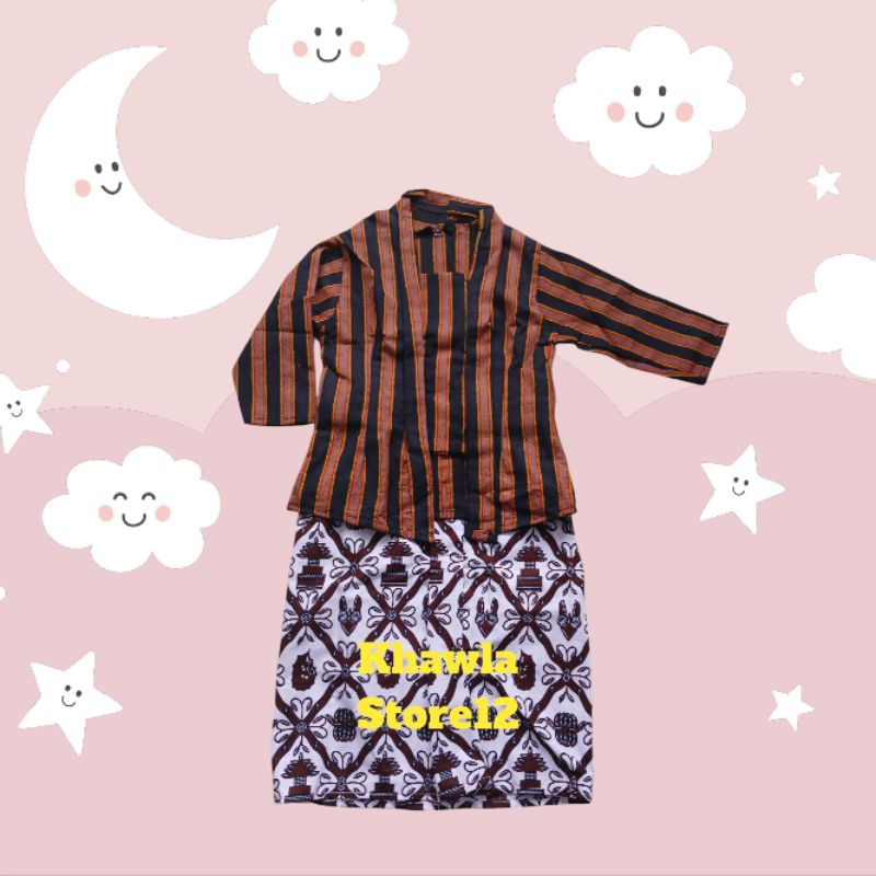 Jual Setelan Kebaya Lurik Anak Perempuan/Pakaian Adat Jawa Anak | Shopee Indonesia