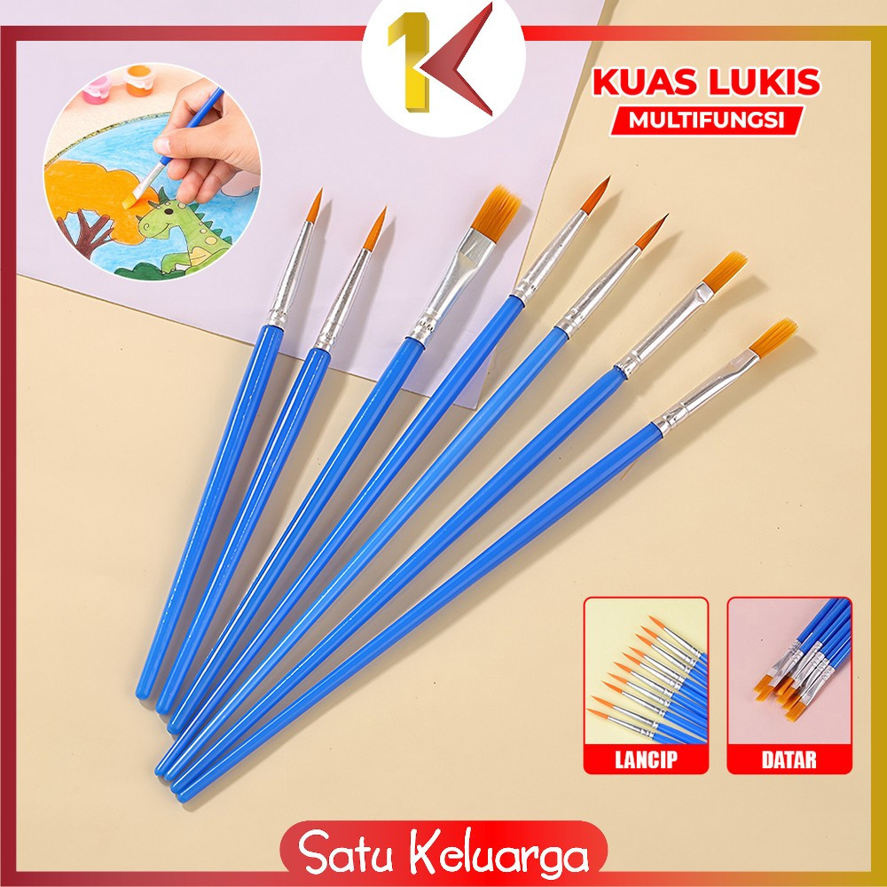 Jual SK-A98 Kuas Lukis Cat Air Paint Brush Nilon Ujung Pointed dan Flat ...