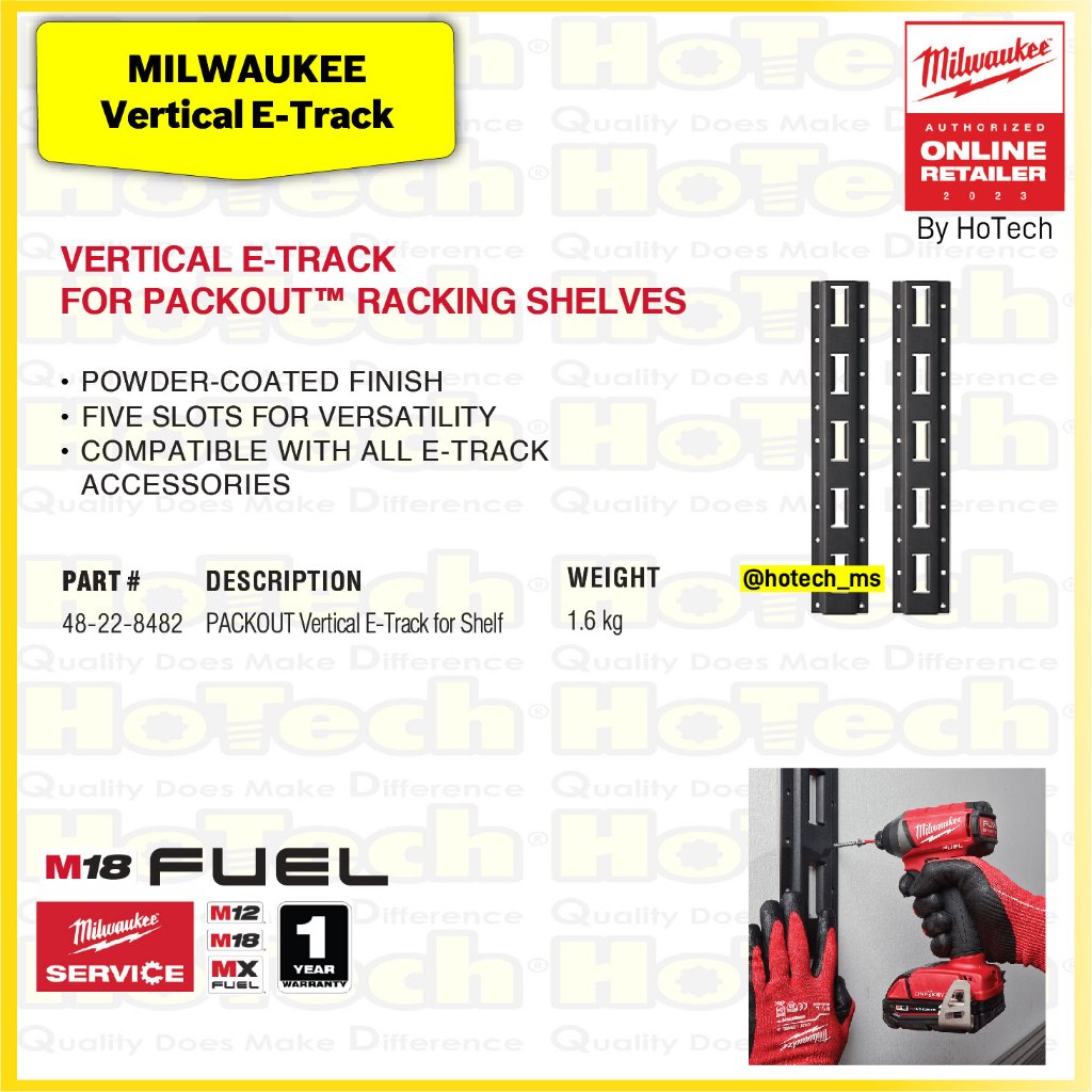 Jual Milwaukee Vertical E-Track for Racing Shelves | Besi Vertikal ...