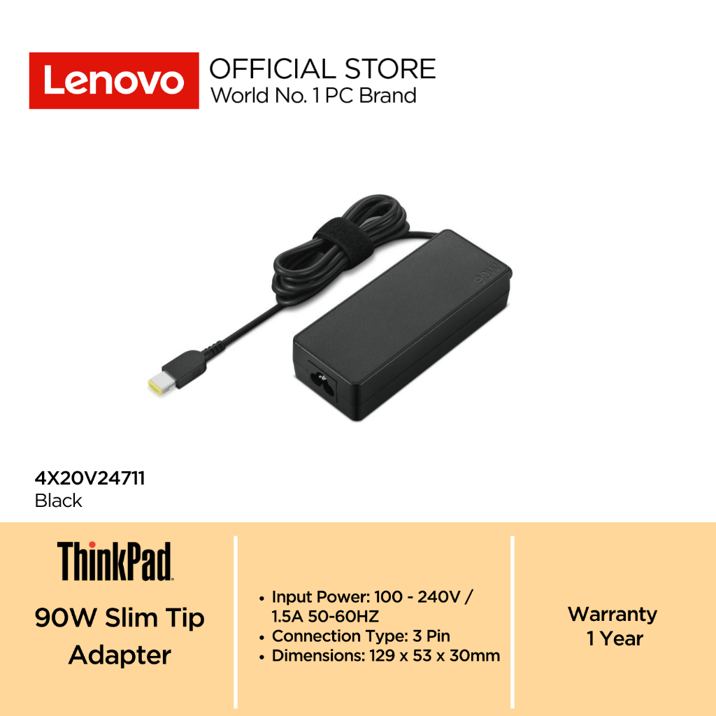 Jual Lenovo ThinkPad 90W Slim-Tip AC Adapter 20V 4.5A Charger untuk PC ...