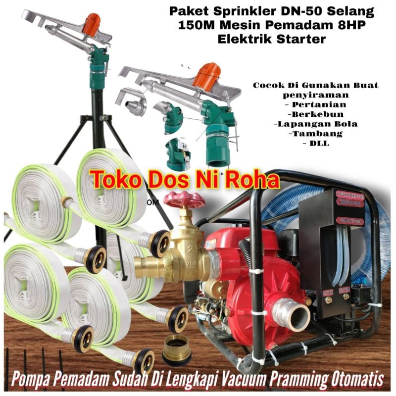 Jual Paket Sprinkler DN-50 Komplit Selang 150M Mesin Pemadam 8HP ...