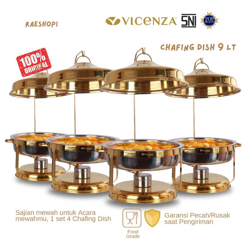 Jual Vicenza Paket Bundling Gold Chafing Dish Seville 9 Lt x 4 set ...