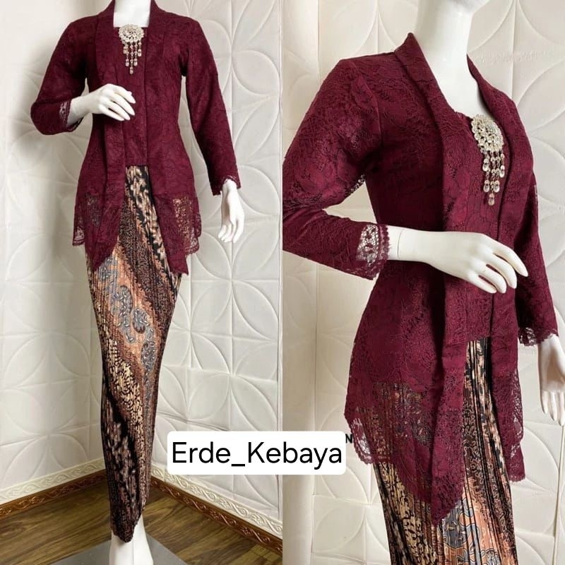 Jual RD - Setelan Kebaya Modern Kutubaru Brokat/Atasan Kebaya Lengan Panjang/Baju kondangan dan ...