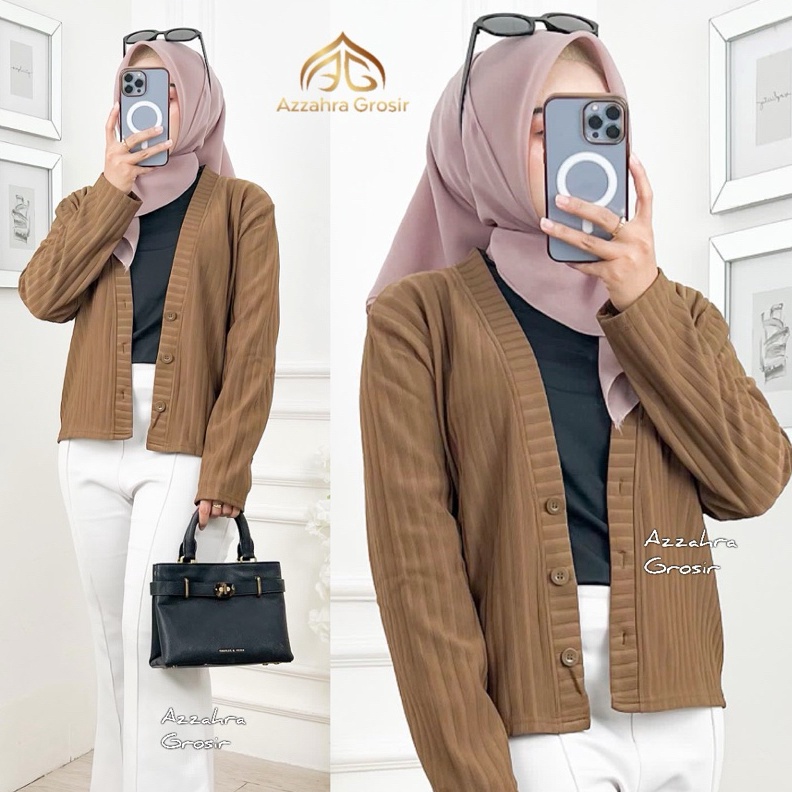 Jual AM Nesta Cardigan Crop Wanita Knit Premium Outer Top Knitwear KODE R1H9 | Shopee Indonesia