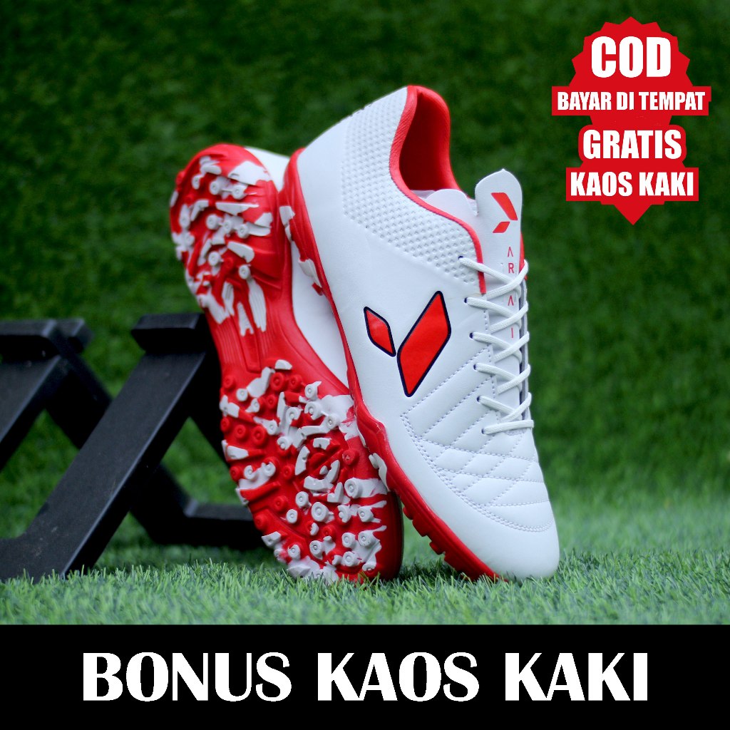 Jual 884631 SEPATU FUTSAL MINI SOCCER PRIA TIEMPO PUTIH MERAH SOL KARET ...
