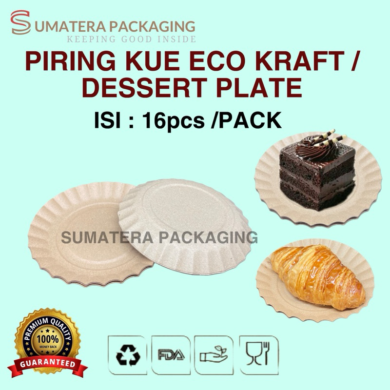 Jual PIRING KUE KERTAS 14cm ECO KRAFT ISI 16pcs TEBAL PIRING KERTAS DESSERT KUE MINI ROTI BOLU ...