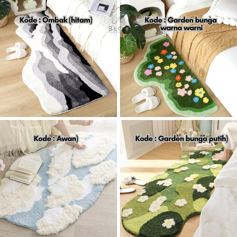 Jual Blou Karpet Keset 3D Premium Simple Aesthetic Motif Garden Flower ...