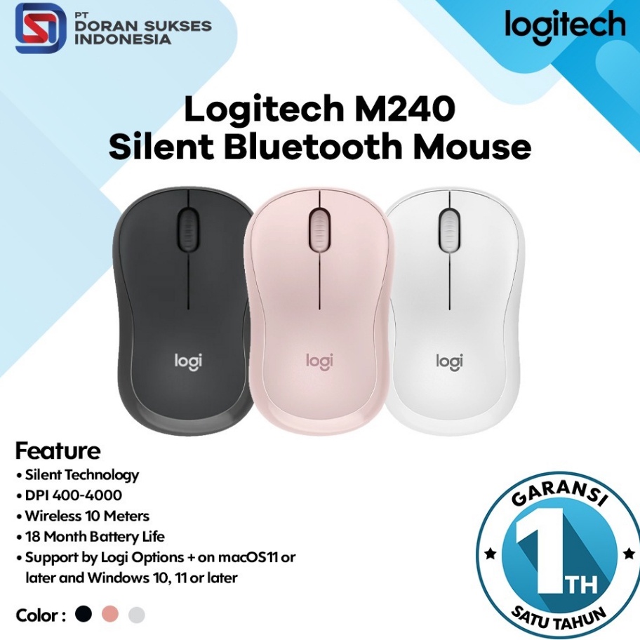 Jual Logitech M24 Mouse Wireless uetooth Silent Click Garansi Resmi ...