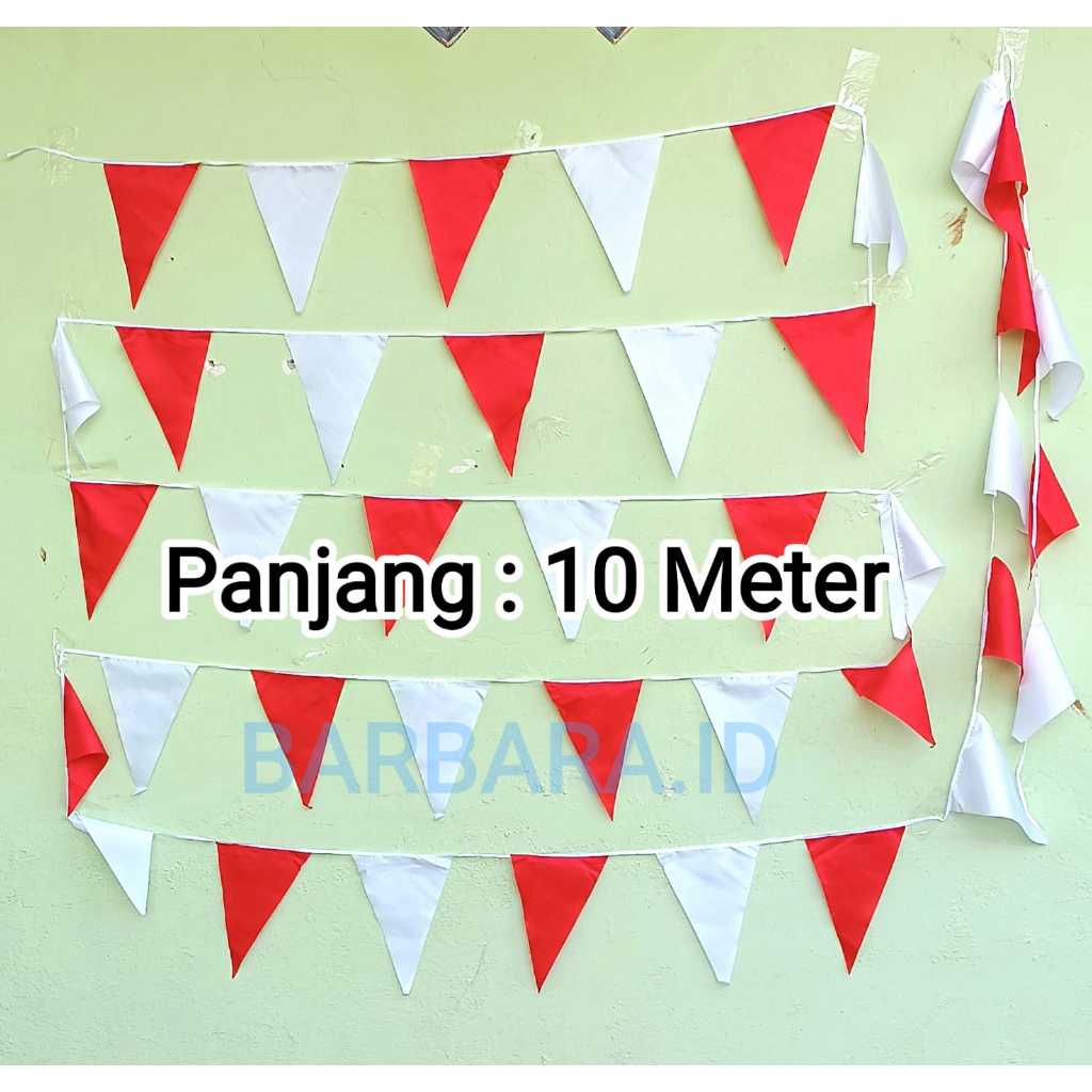 Jual 10 METER Bendera renteng segitiga merah putih dan 5 meter | Shopee Indonesia