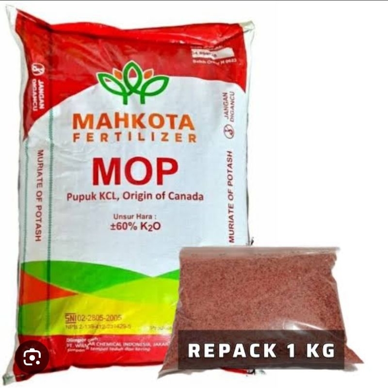 Jual Pupuk KCL kalium clorida mahkota kemasan repack 1kg | Shopee Indonesia