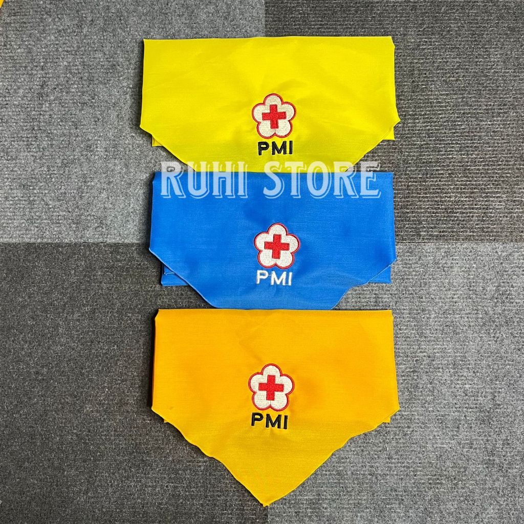 Jual Scraf polos Bordir PMI panjang 125 cm Warna Kuning Tua Kuning Muda ...