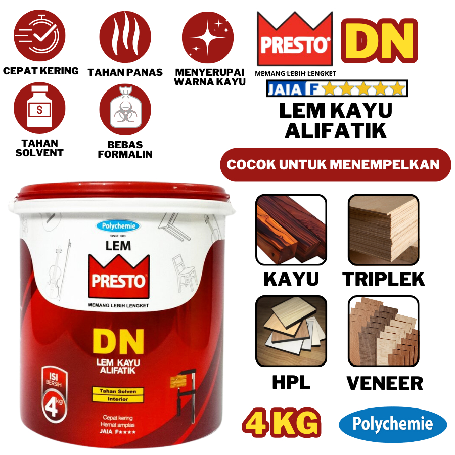 Jual LEM KAYU ALIFATIK PRESTO DN 4KG LEM PRESTO LEM KAYU SERBAGUNA LEM ...