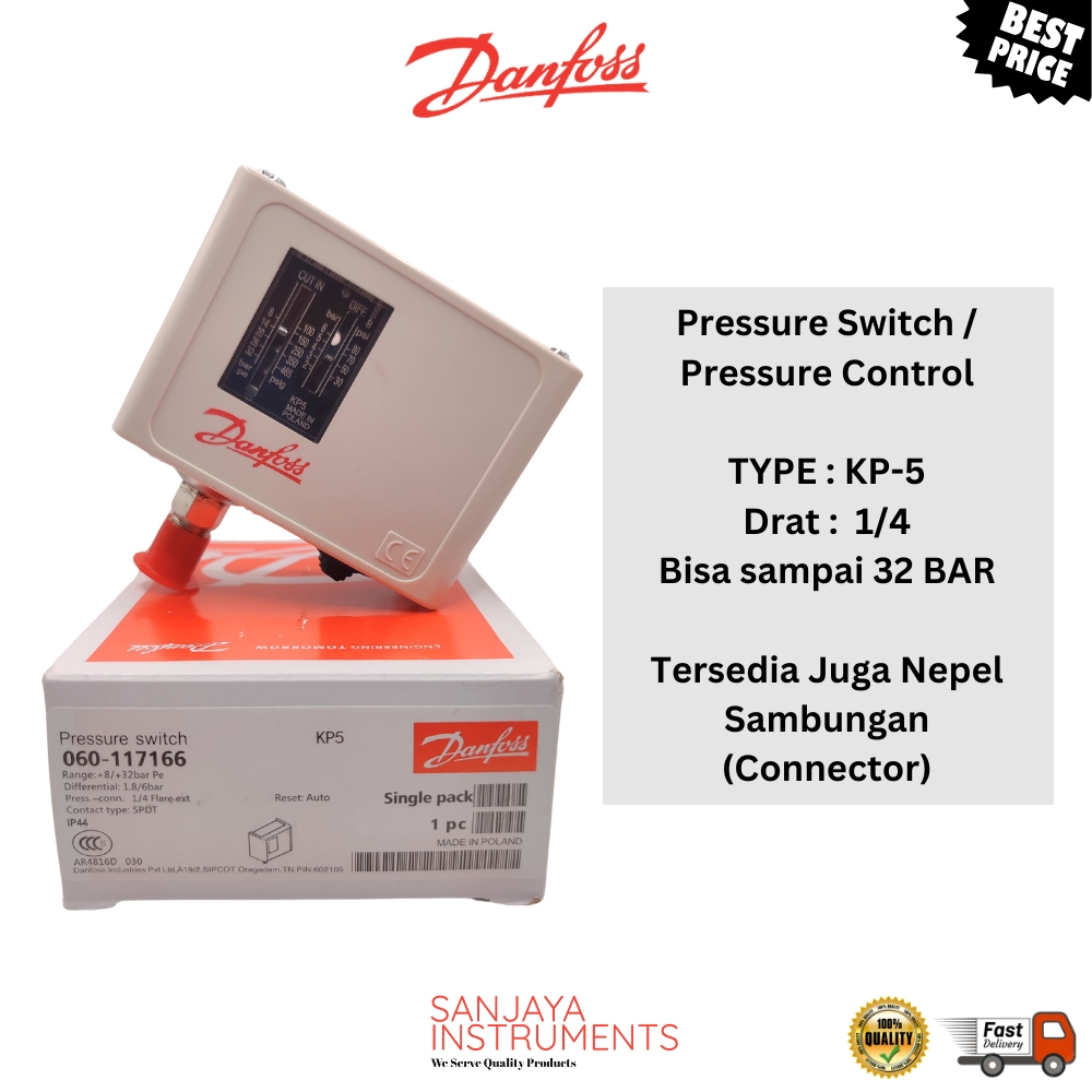 Jual DANFOSS Pressure Switch KP5 AUTO / High Pressure Switch Type KP-5 ...