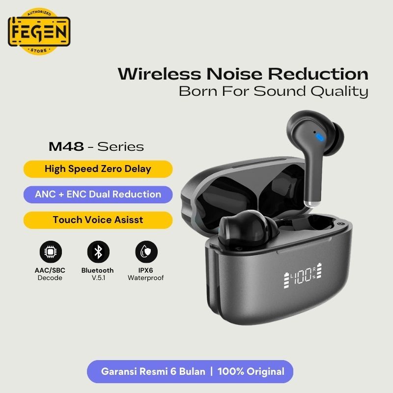 Jual FEGEN M48 True Wireless ANC+ENC Noise Reduction Cancelling TWS ...