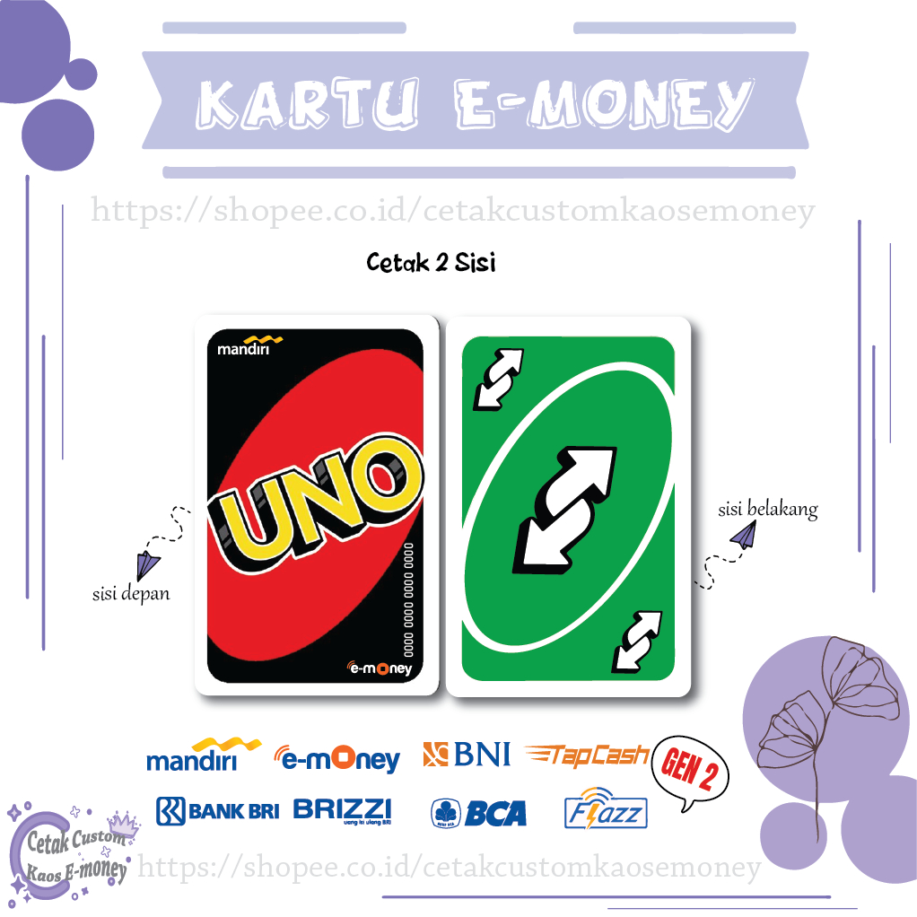 Jual KARTU E MONEY E TOLL KUMPULAN GAMBAR KARTU UNO REVERSE GREEN ...