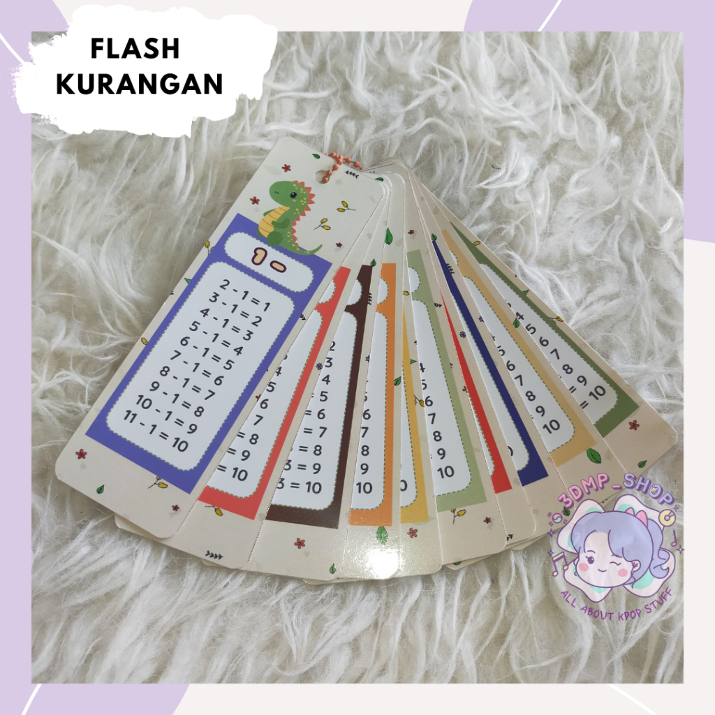 Jual Kartu Tabel Pengurangan Kurangan Flash Card 1-10 Custom Nama Alat ...