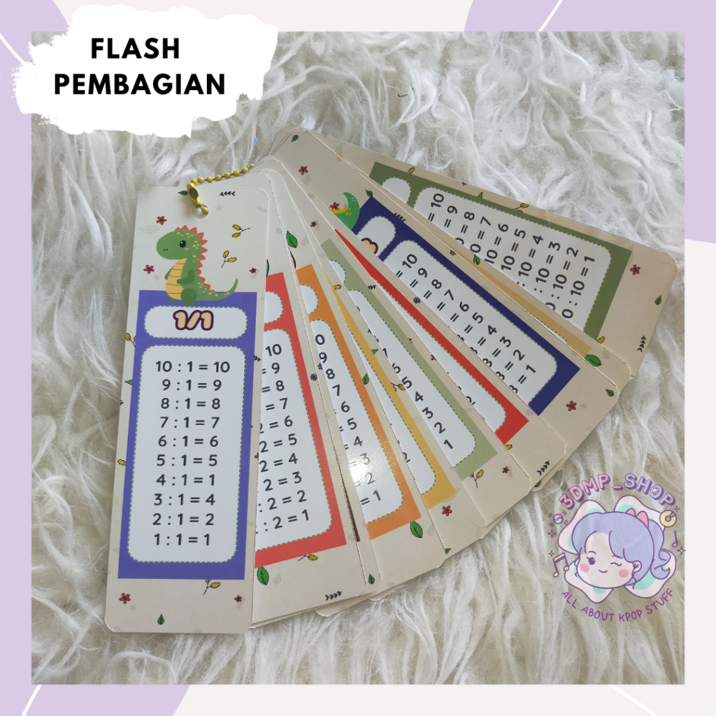 Jual Kartu Tabel Pembagian Flash Card 1-10 Custom Nama Alat Bantu ...