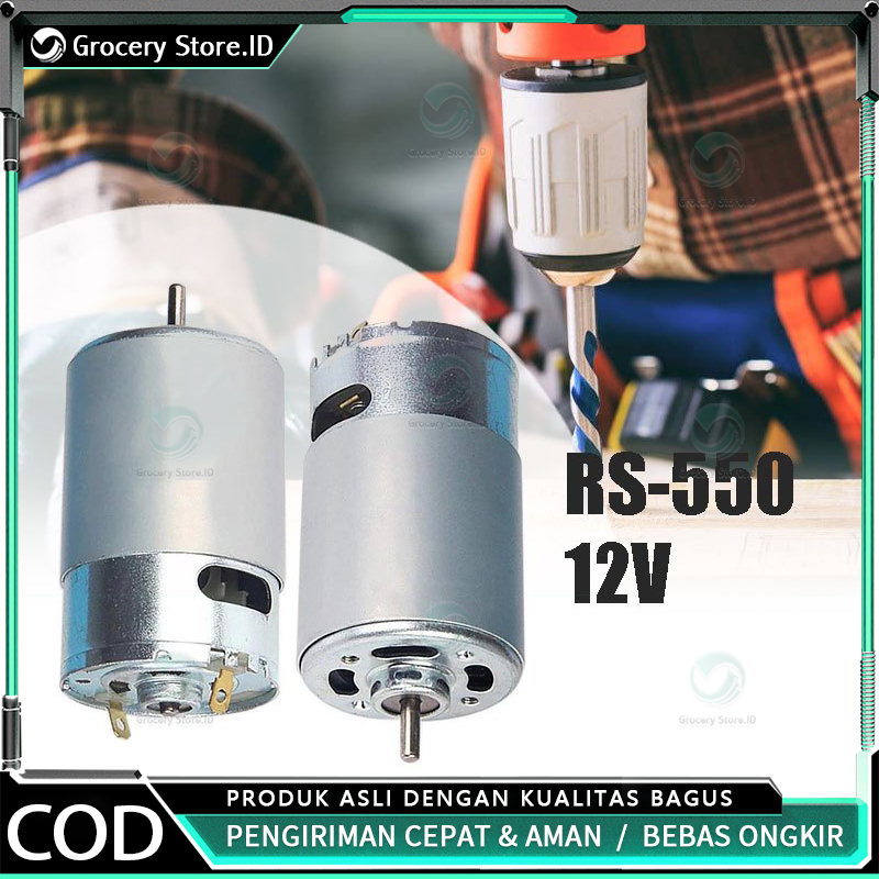 Jual RS550 Motor Dinamo DC 12V 16,8V 21V 25V Motor RS-550 High speed Pengganti Bor Baterai ...
