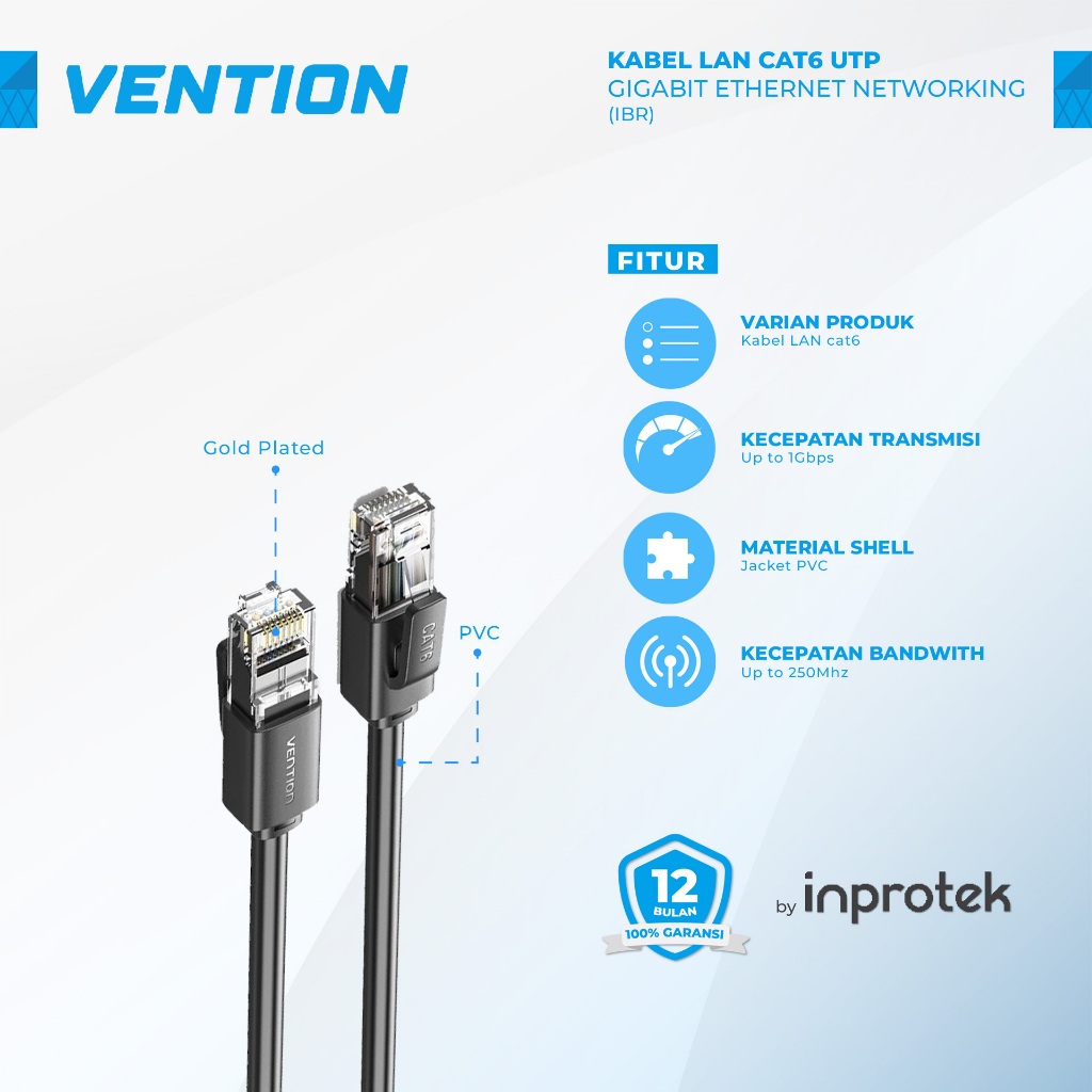Jual Vention Kabel Ethernet CAT 6 RJ45 Gigabit LAN Network UTP IBR ...