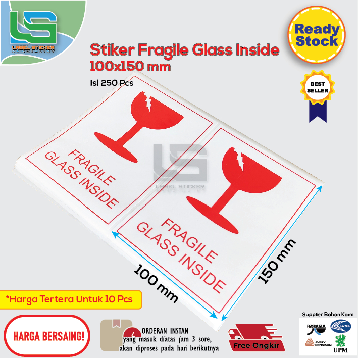 Jual STIKER FRAGILE GLASS INSIDE FRAGILE 20X15 CM | Shopee Indonesia