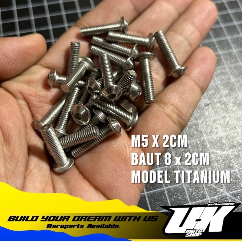 Jual baut M5 baut 8 model titanium stenlis thailand | Shopee Indonesia