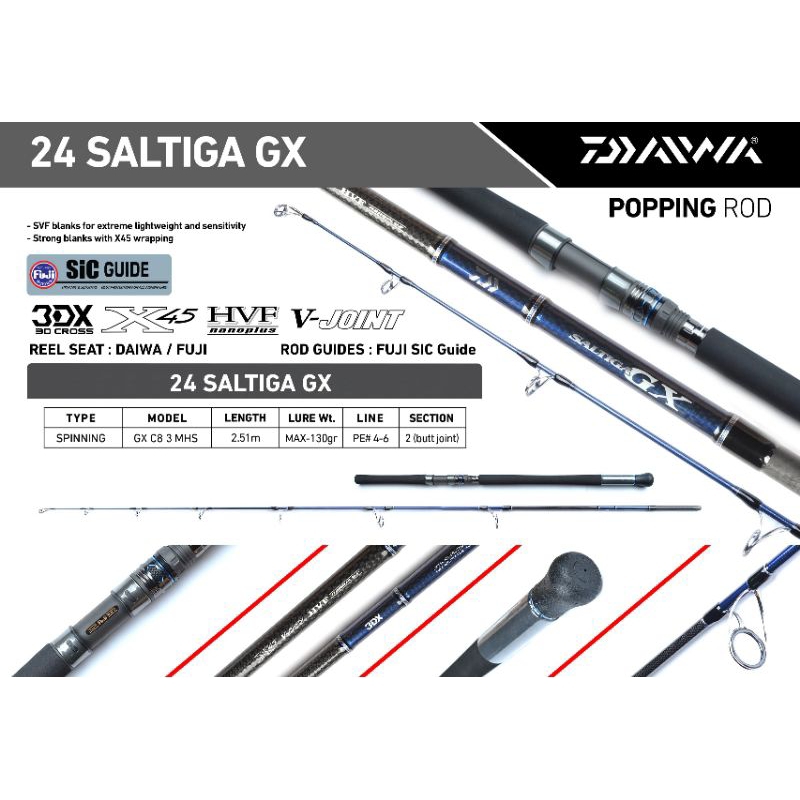 Jual Joran Popping Daiwa SALTIGA GX 2024 C83MHS PE 4-6 | POPPING | ALAT PANCING UNGGULAN | RESMI ...