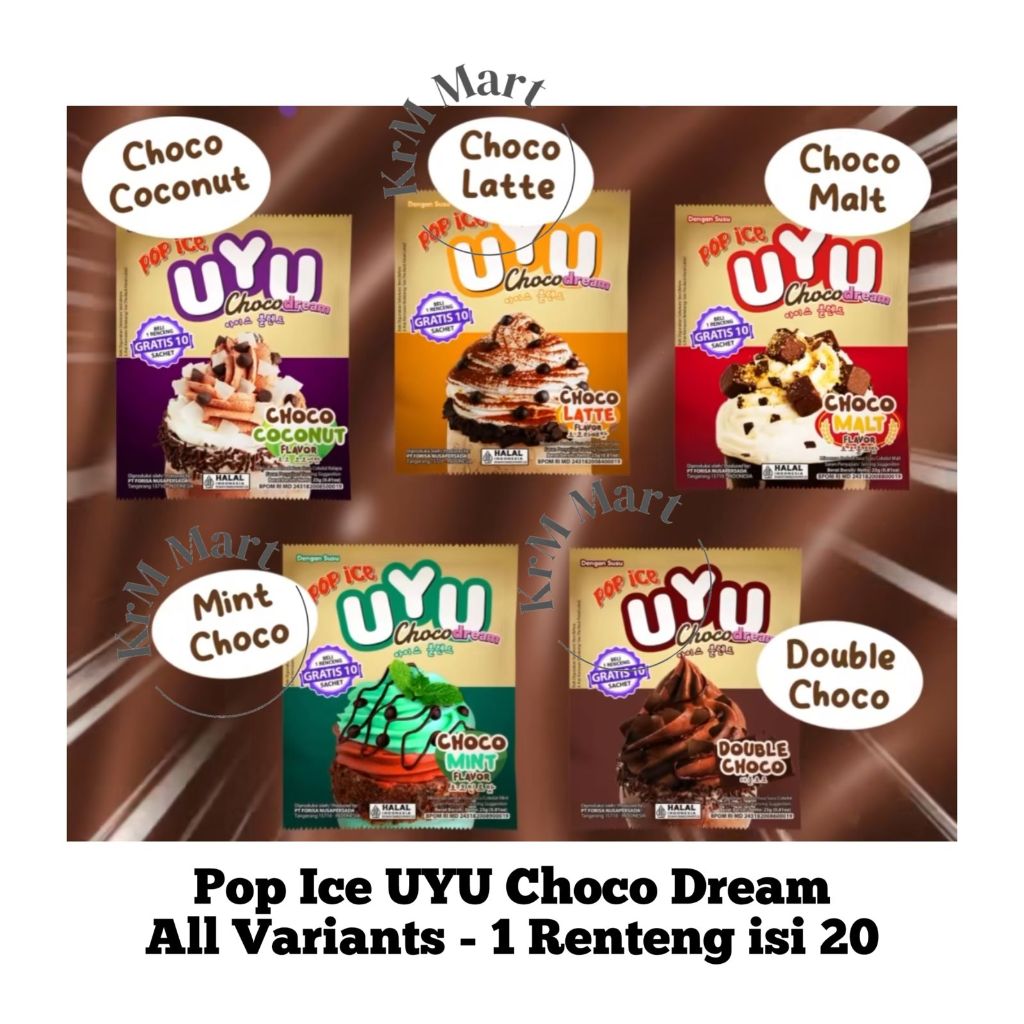Jual Pop Ice UYU Choco Dream All Varian 1 renteng renceng isi 20 sachet ...