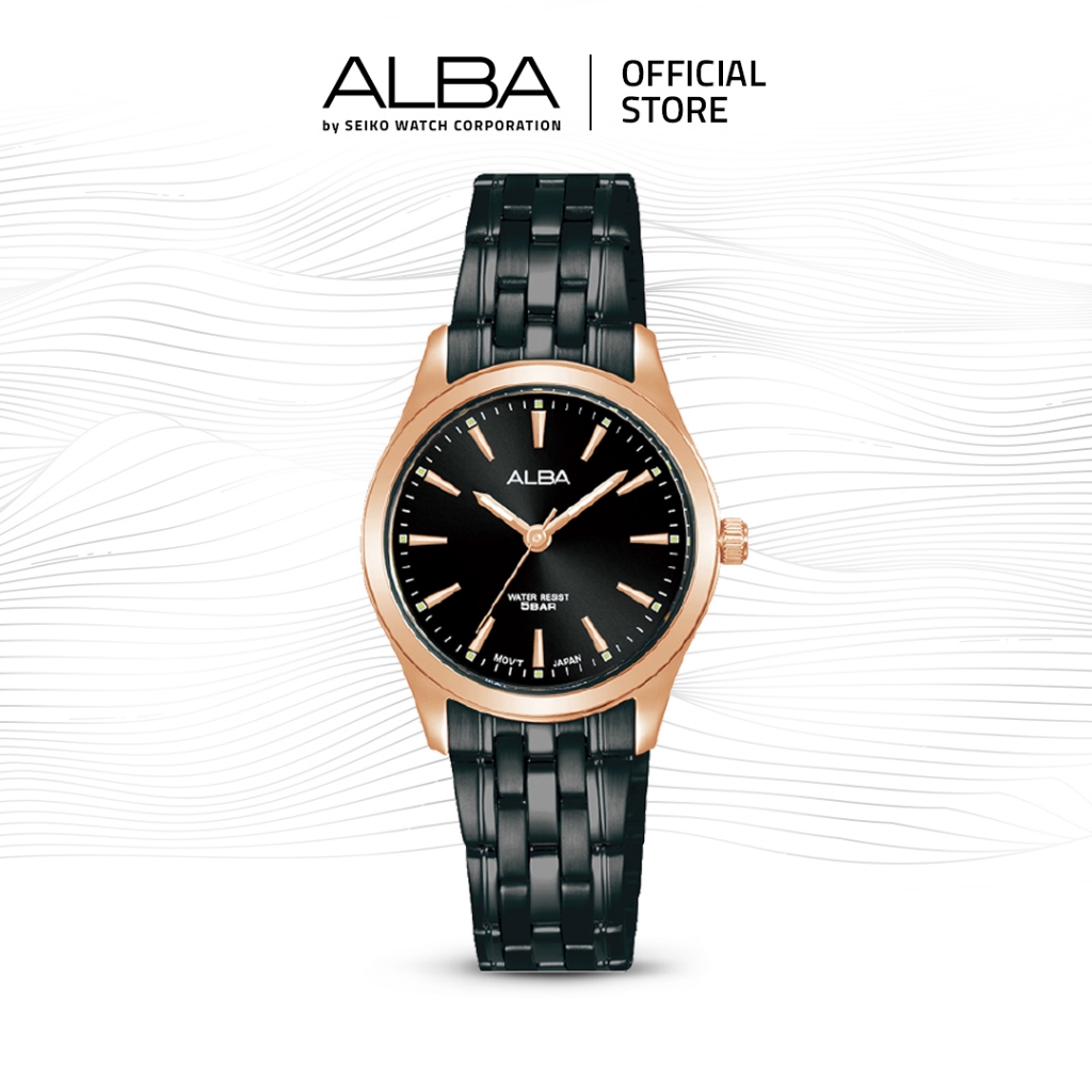 Jual Alba Jam Tangan Wanita ARX126 / ARX126X1 Quartz Black Gold Dial ...