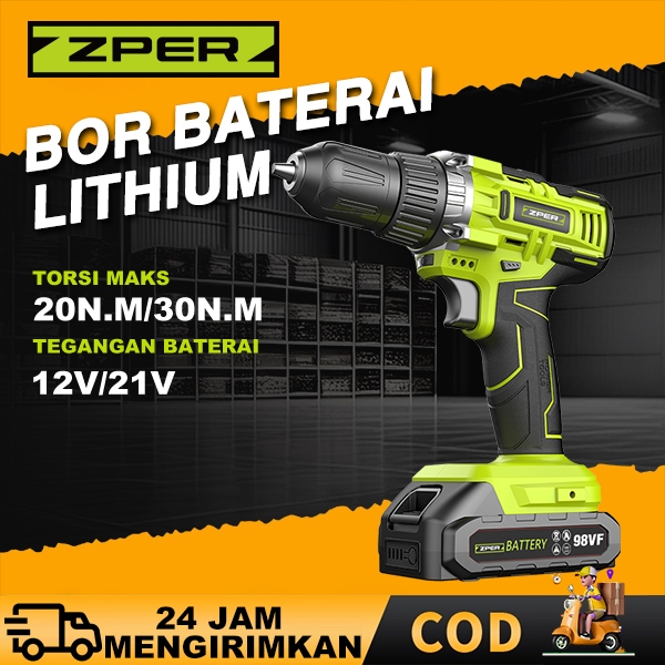 Jual ZPER Bor Listrik Mesin Bor Baterai Tangan Cordless Drill Battery ...