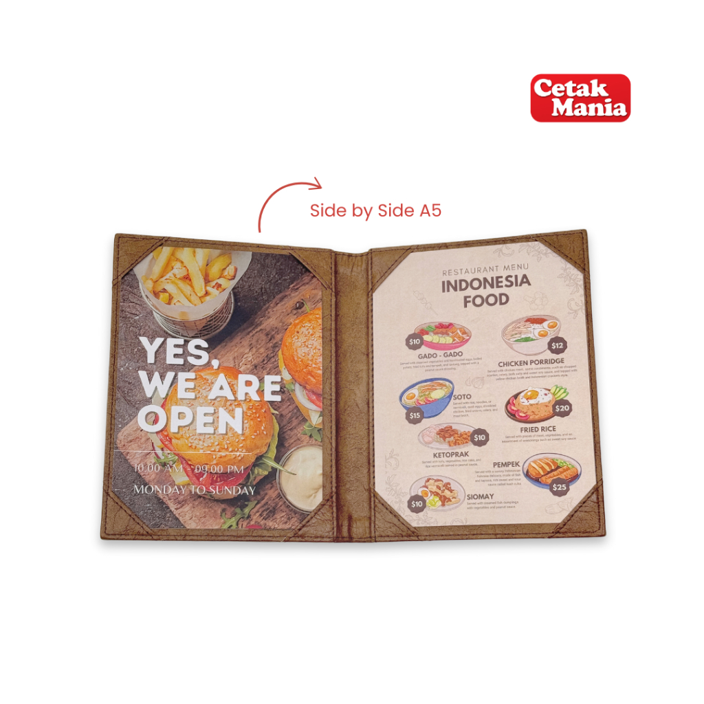 Jual Cetak Mania - Buku Menu Kulit Cafe Series Varian 2 sisi (Side By ...