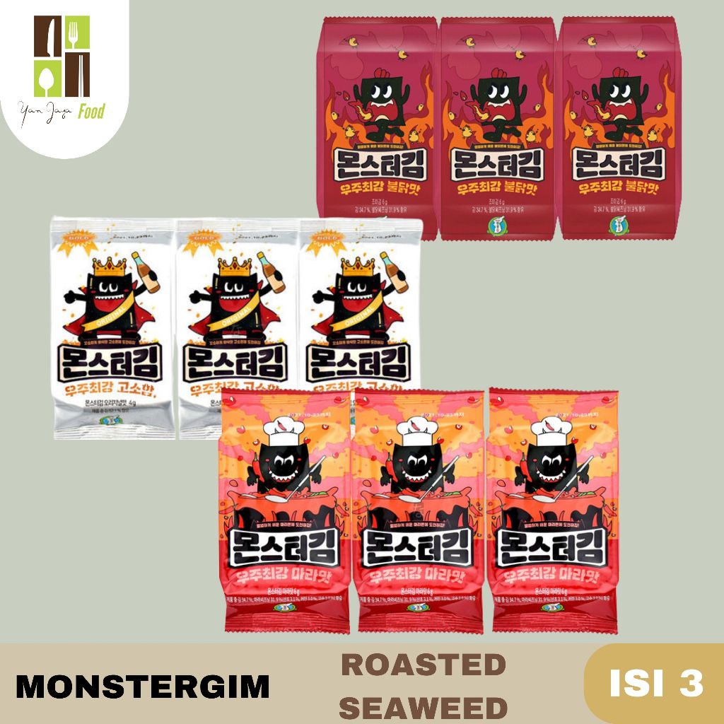 Jual Monster gim Roasted Seaweed / Snack Rumput Laut / Hot & Spicy ...
