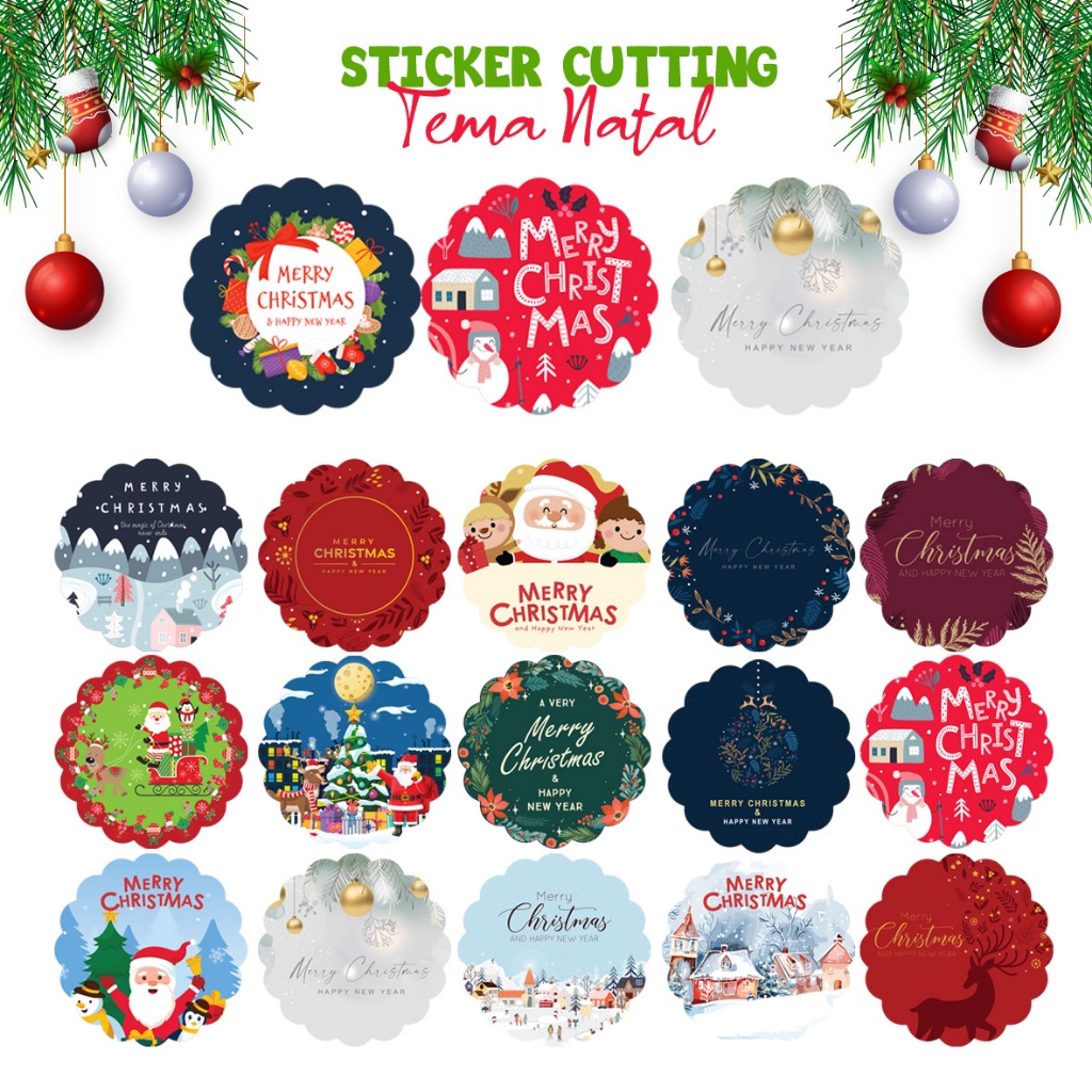 Jual Sticker natal christmas sticker toples kue kering hampers diameter ...