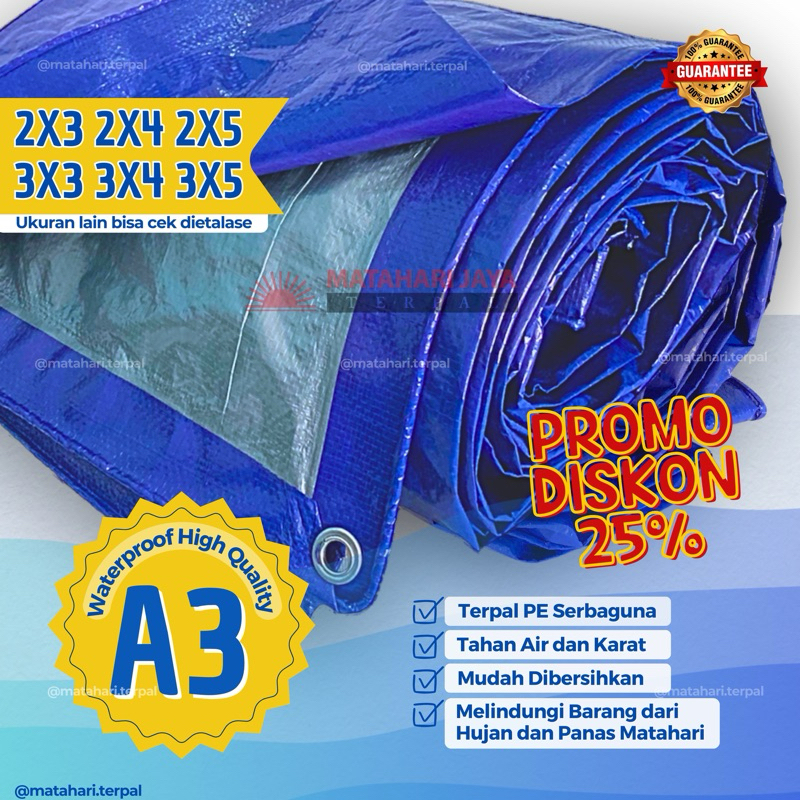 Jual TERPAL PLASTIK A3 (Waterproof) LEMBARAN Ukuran 2x3 2x4 2x5 3x3 3x4 ...
