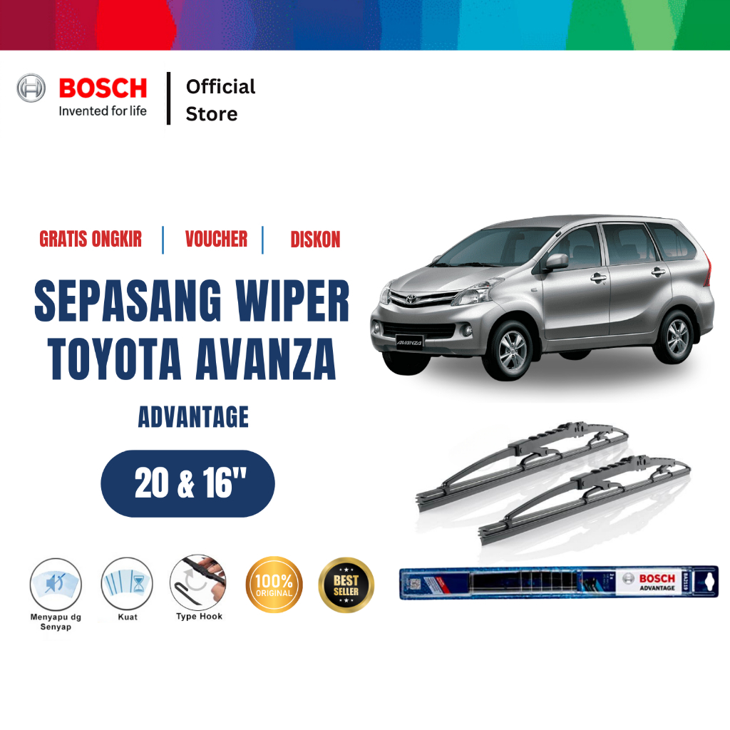 Jual Bosch Wiper Kaca Mobil Toyota Avanza 2004-2012 Advantage 16 dan 20 ...