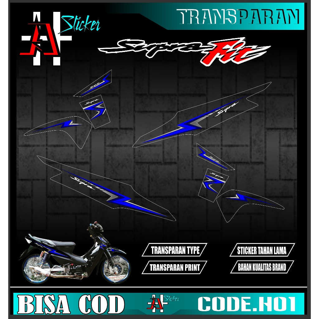 Jual Transparan Striping SUPRA FIT NEW STICKER MOTIF Transparan AHS H01 ...