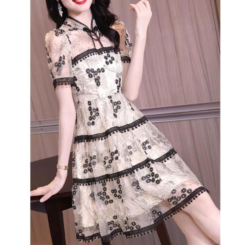 Jual MDLV ~ M07D90# Lisha Embro Dress – Glamour & Grace in One Look ...