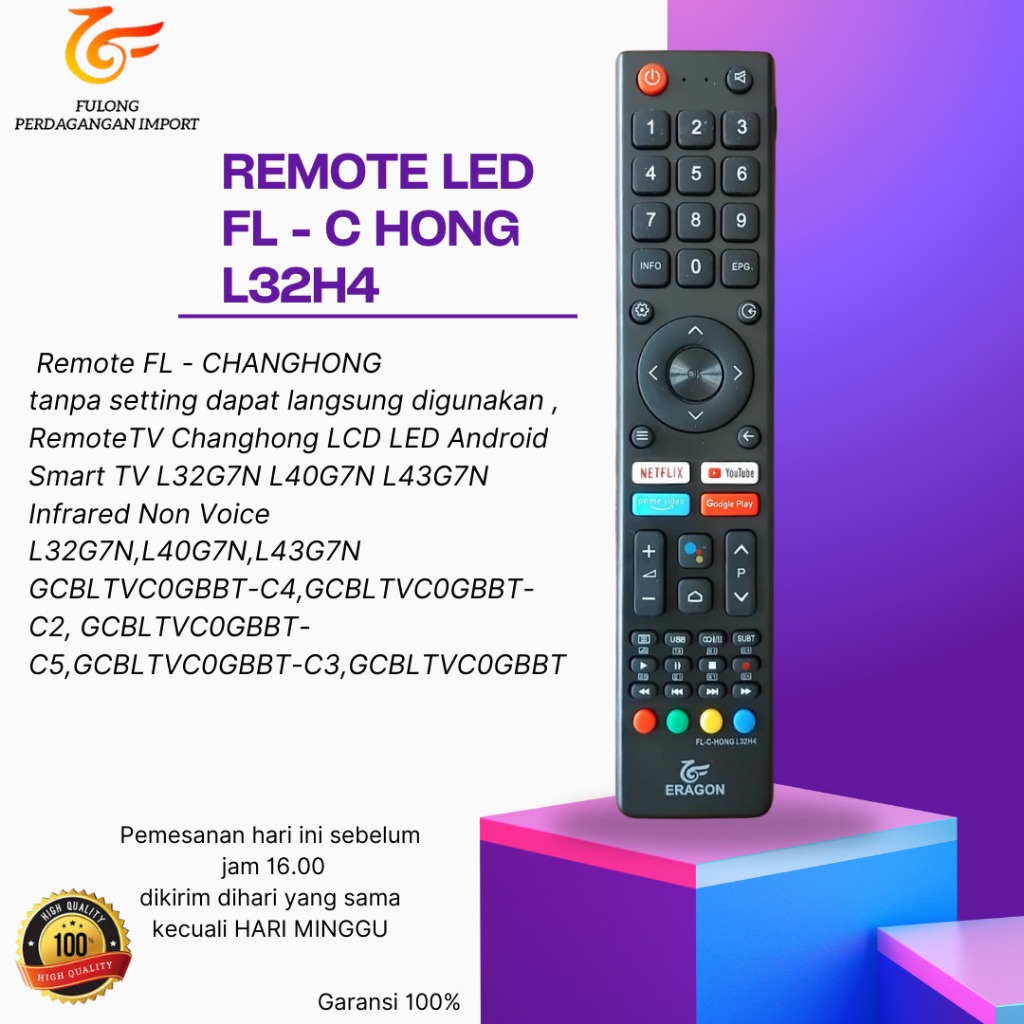 Jual Remote TV Changhongg Android TV L32H4 / Remot Smart TV Changhongg ...