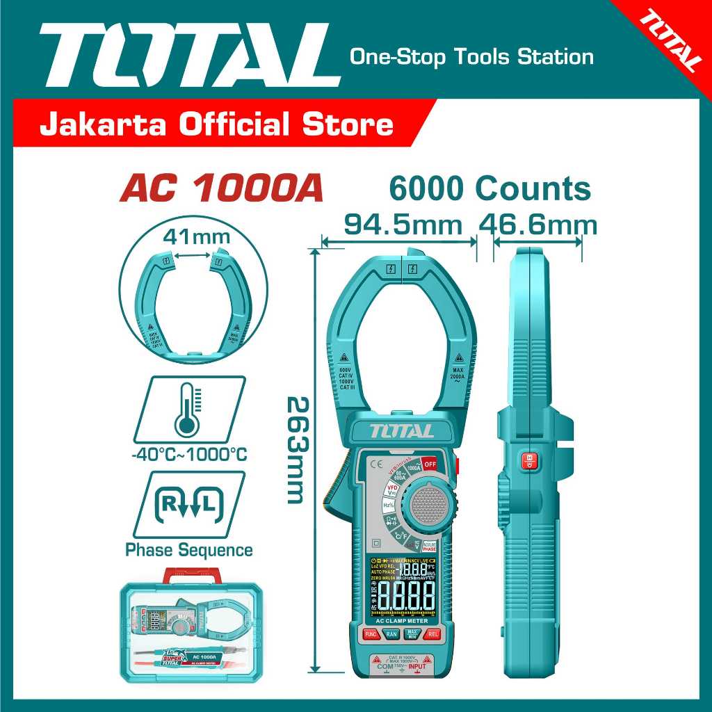 Jual TOTAL Digital AC clamp meter TMT7610001 - Tang Ampere Digital ...