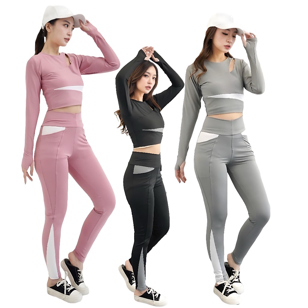 Jual Baju Olahraga Wanita Set Setelan senam wanita Stelan YOGA legging ...