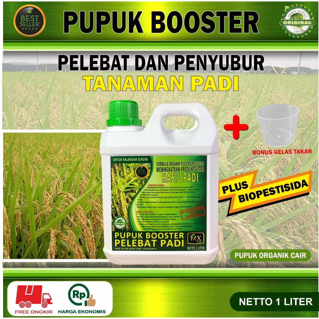 Jual Pupuk Organik Cair Pelebat Penyubur PADI 1 Liter / Booster PADI / Pupuk Rabuk PADI 1 Liter ...
