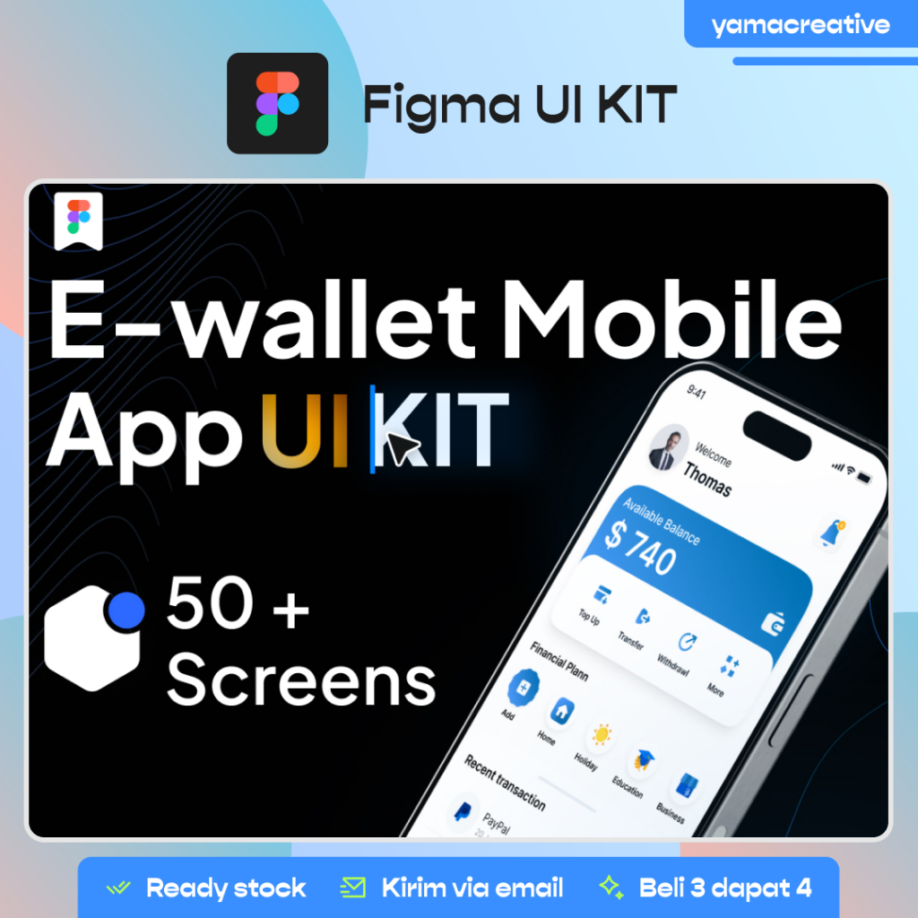 Jual E-Wallet Mobile App 50+ Screen - Premium Figma UI Kit | Shopee Indonesia