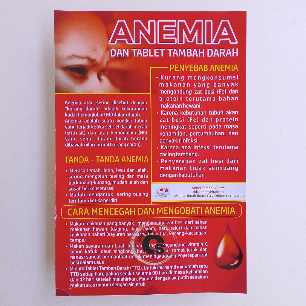 Jual Poster Anemia - Penyebab Anemia - cara Mencegah Anemia - Poster ...